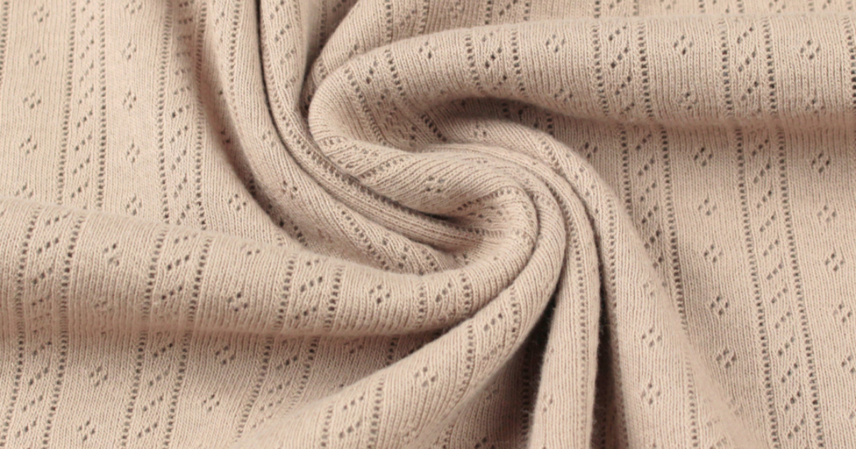 Ajour knit stripe sand - Driessen Fabrics
