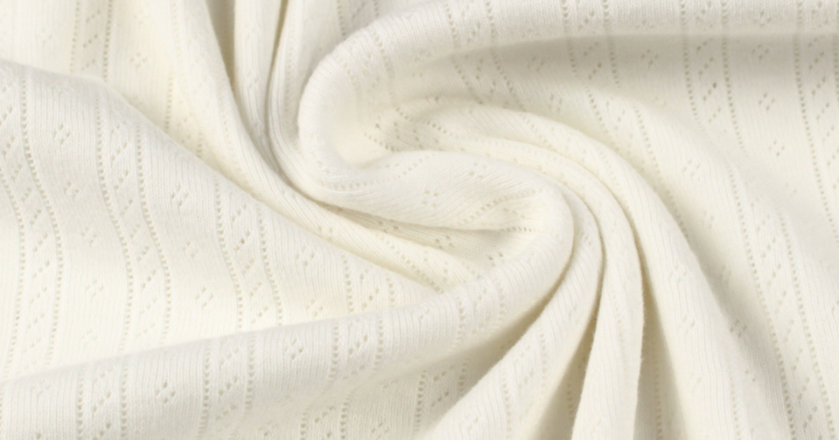 Ajour knit stripe ecru - Driessen Fabrics