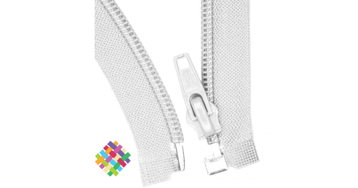 45 cm Ykk nylon deelbare rits wit | €2.7 - Driessen Stoffen