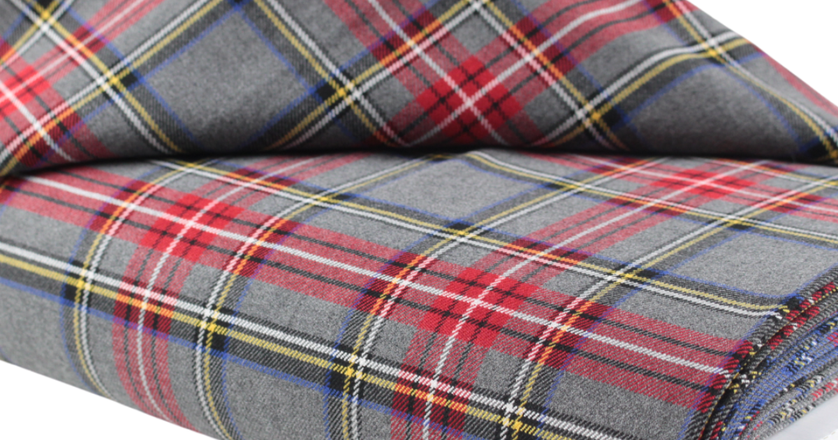 Schotse ruit stretch stewart grijs groot - Driessen Fabrics